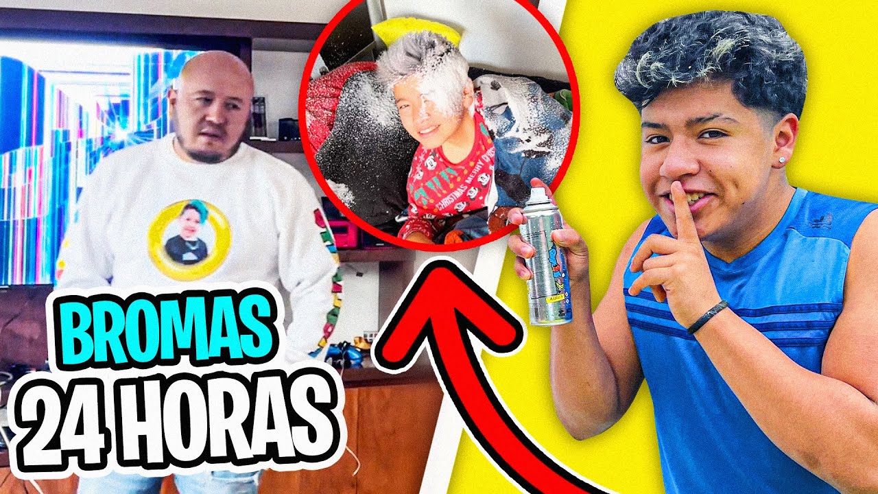 24 HORAS HACIENDO BROMAS A MIS HERMANOS - YouTube