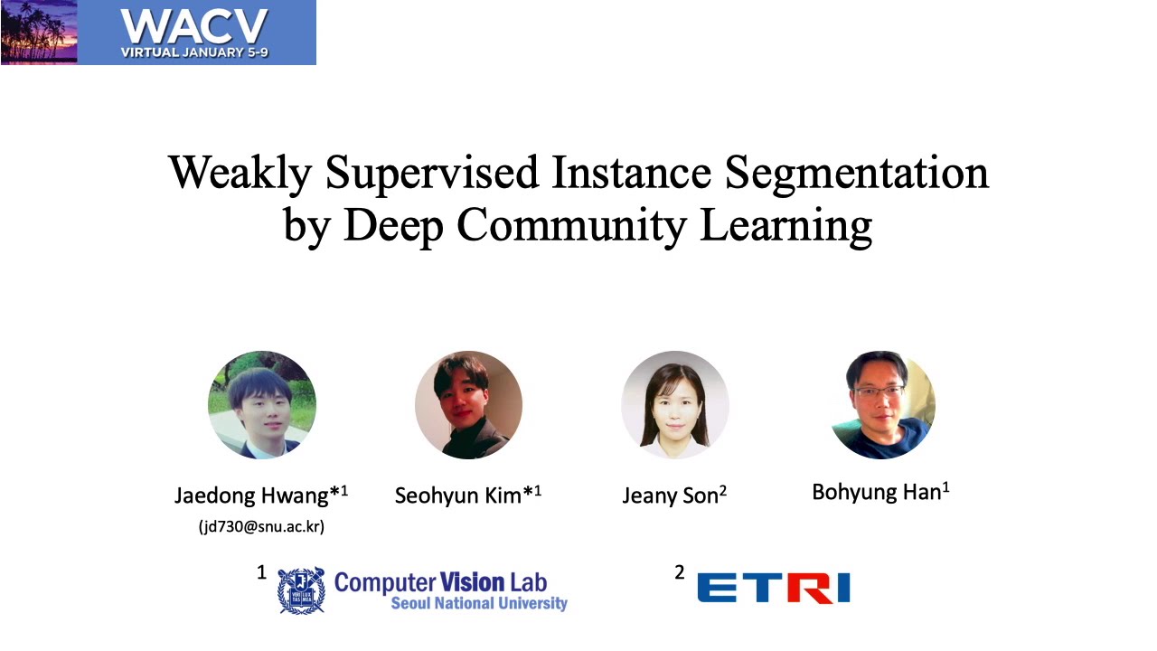 Wacv 2021 Weakly Supervised Instance Segmentation By Deep Community Learning Youtube
