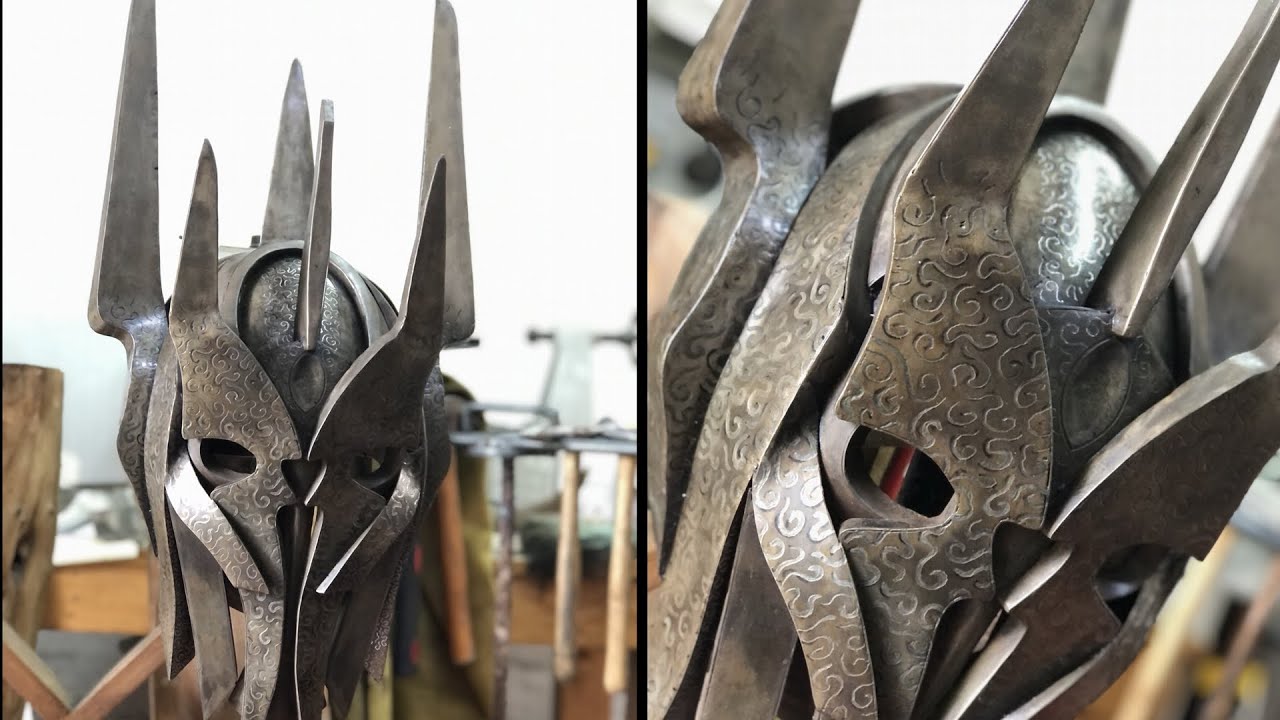 Making sauron's helmet 100% steel plate...! LOTR. How to make Sauron ...