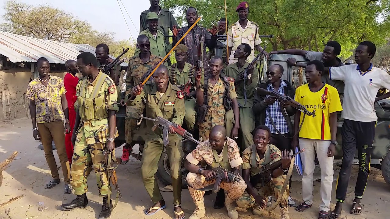 Stephen Khor Wal with soldiers in Lankien county - YouTube