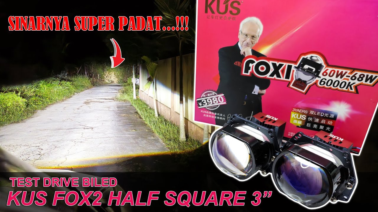 Test Drive Biled KUS FOX2 Half Square Lens 3" - YouTube