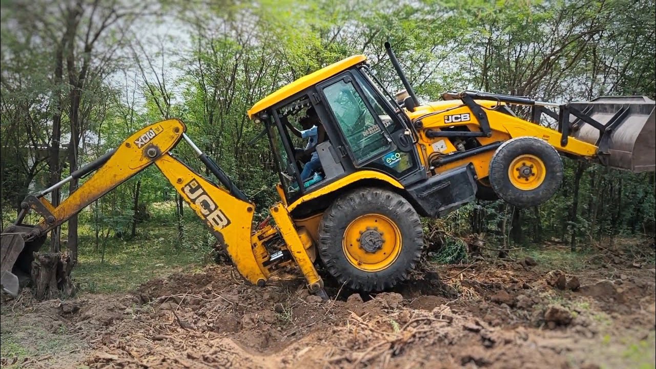 JCB 3dx backhoe loader stunt at root digging work | JCp | JCD | JP ...