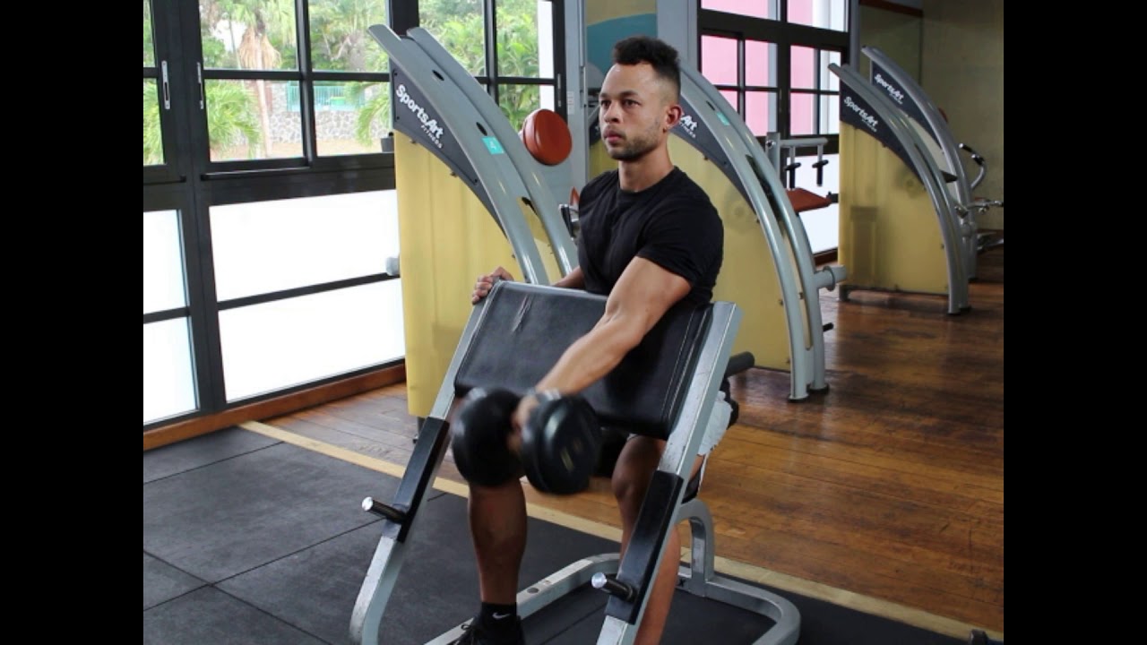 Curl halteres unilateral prise supination larry scott - YouTube