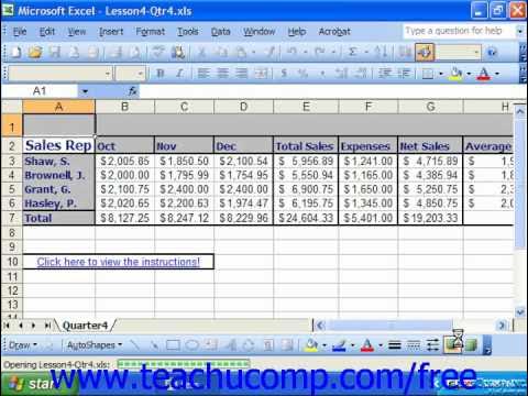 Excel 2003 Tutorial Creating Workspaces Microsoft Training Lesson 15.1 ...