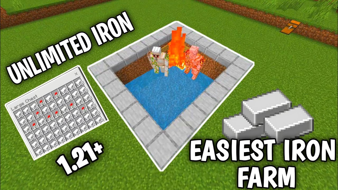 EASY AFK Iron Farm 😱 | Minecraft Bedrock 1.21 MCPE - YouTube