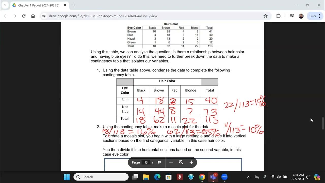 AP Stats 8/7 1.2 and 1.3 representing categorical data and describing ...