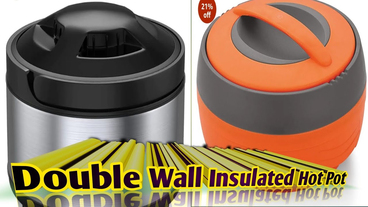 Double Wall Insulated Hot Pot Steel Thermoware with Lid forpati ...