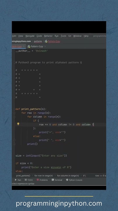 Python Program to Print Pattern of Letter Q || Pattern Programming #coding #codingpatterns # ...