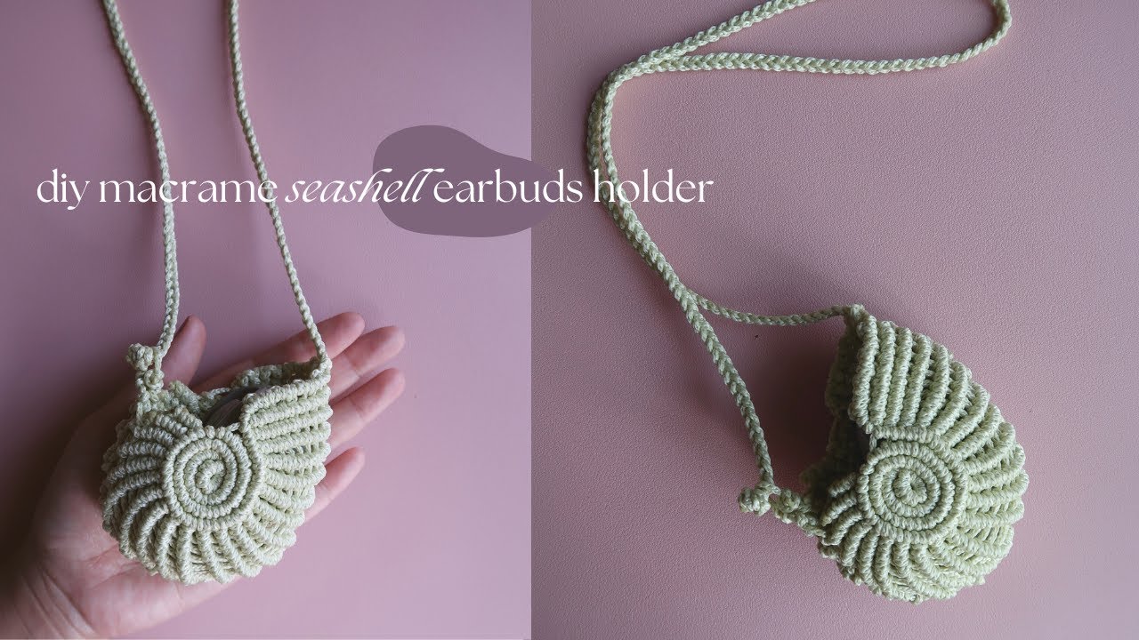 DIY Macrame Seashell Earbuds Pouch - Holder | Bolsa de Macrame | Step by Step Tutorial - YouTube