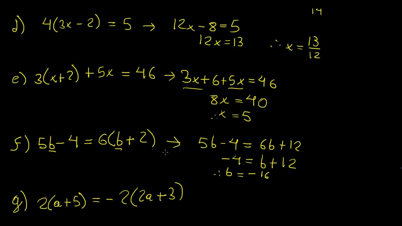 Y9|M1|2|5 - Linear equations | Year 9 Maths | LetThereBeMath | - YouTube