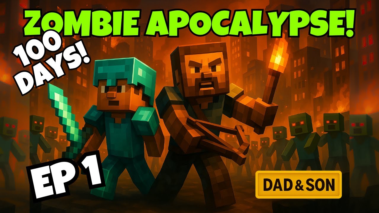 Surviving 100 DAYS in Minecraft Zombie Apocalypse | Father & Son ...