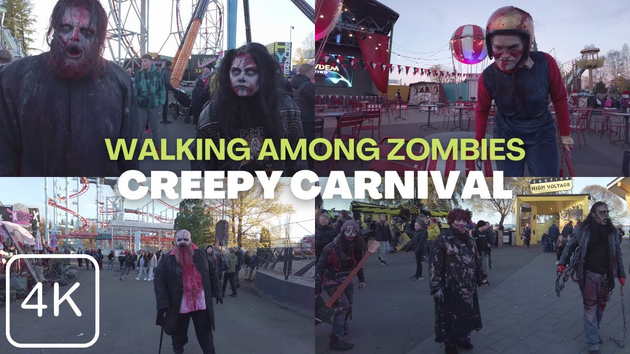 【4K】 Amusement Park with Zombies! - Creepy Carnival at Särkänniemi ...