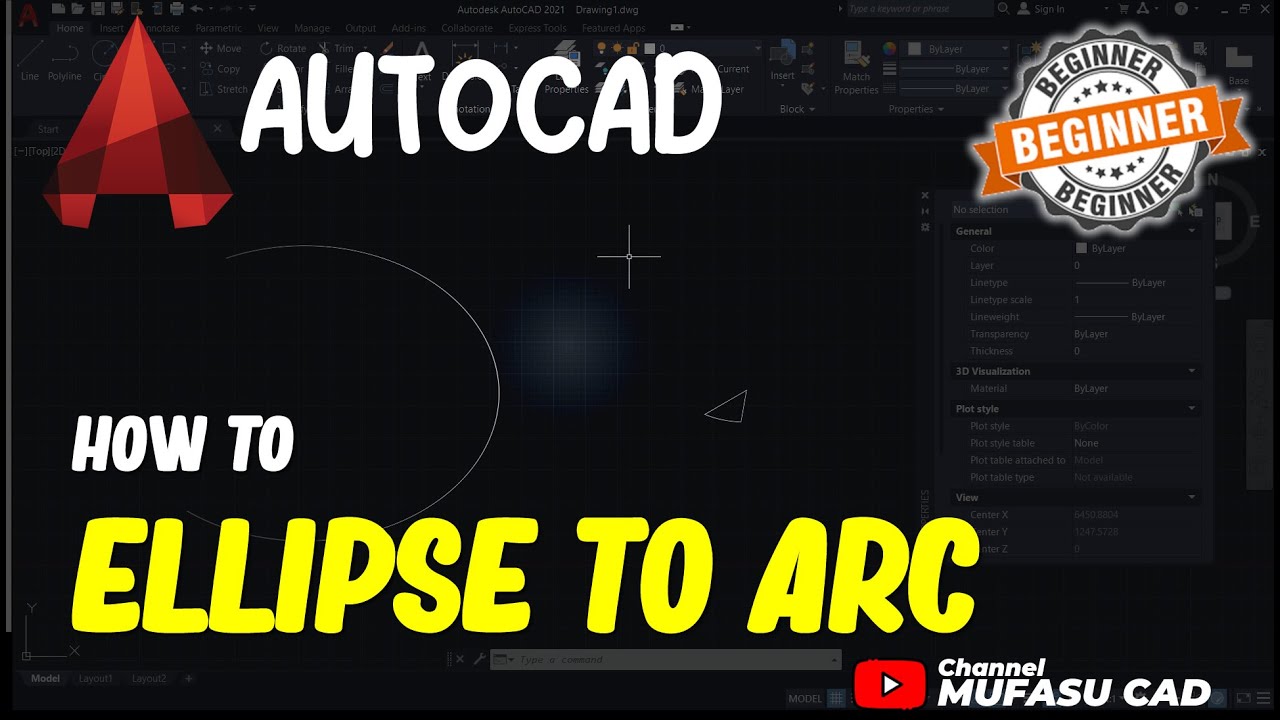 AutoCAD How To Ellipse To Arc - YouTube