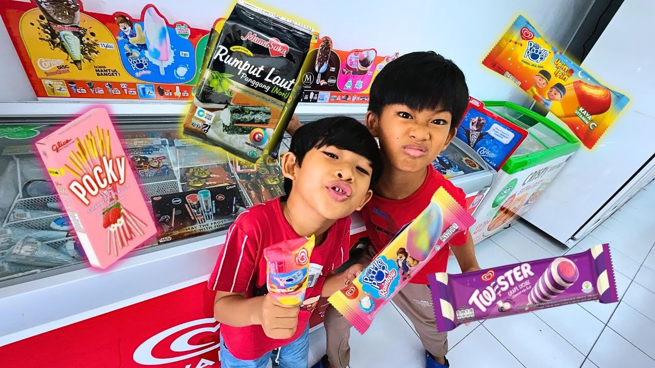 KAKAK RAFA & ADIK YUBI BORONG ES KRIM PADDLE POP TWISTER RAINBOW ESKRIM ...