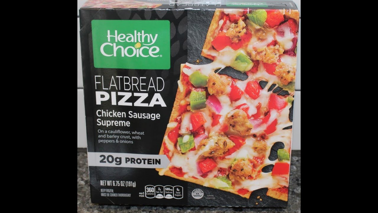 Healthy Choice Flatbread Pizza Chicken Sausage Supreme Review - YouTube