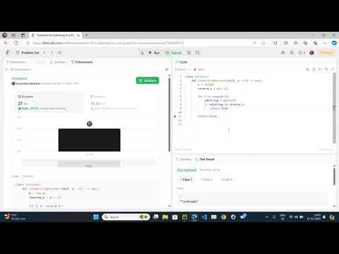 Leetcode # 3083 Existence of a Substring in a String and Its Reverse (Python) - YouTube