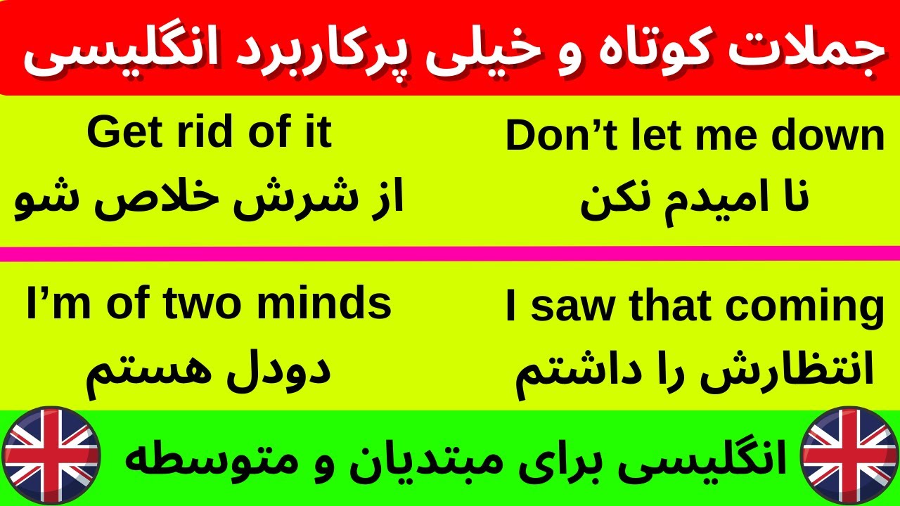 جملات انگلیسی کوتاه و پرکاربرد روزمره انگلیسی مبتدی و متوسطه Youtube