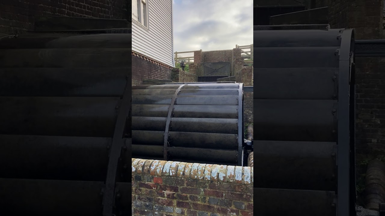 Ifield Watermill wheel running in memorial of volunteer Ted Henbery ...