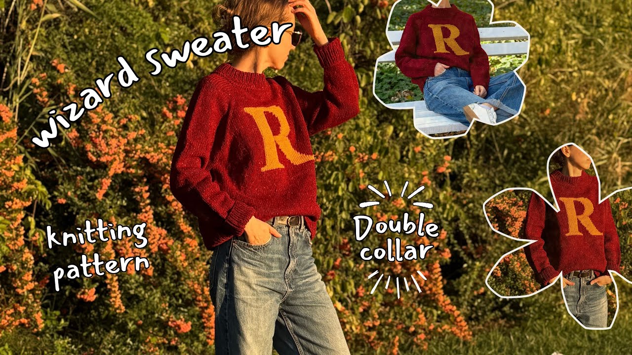 How to knit a Wizard sweater for beginners - Double collar - YouTube