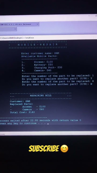 Repair Bill Ide Dev C Cppprogramming Youtube