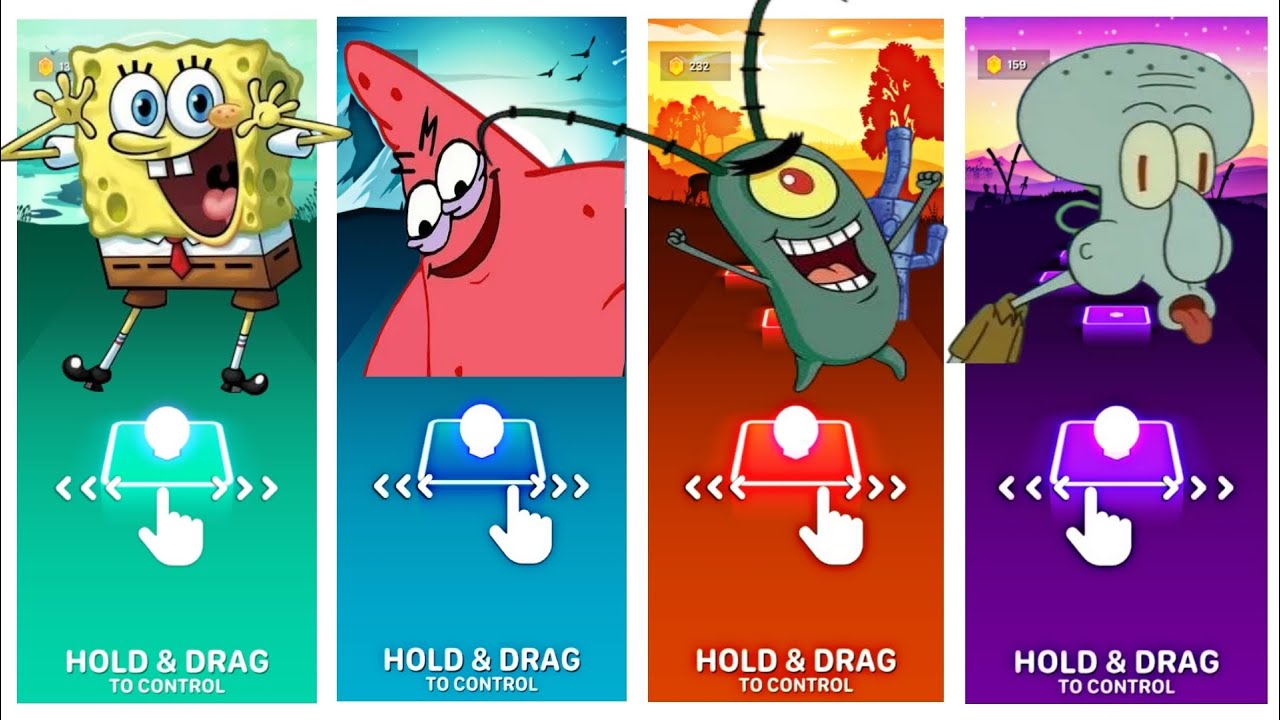 Tiles Hopspongebob 🆚️ Patrick🆚️ Plankton 🆚️squidward Who Will Win 🎶 Youtube