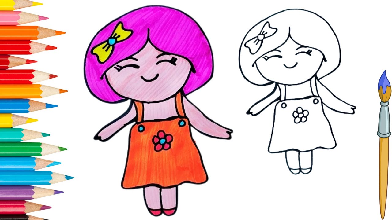 Doll Drawing | How to draw a doll drawing step by step | Cute and Easy ...