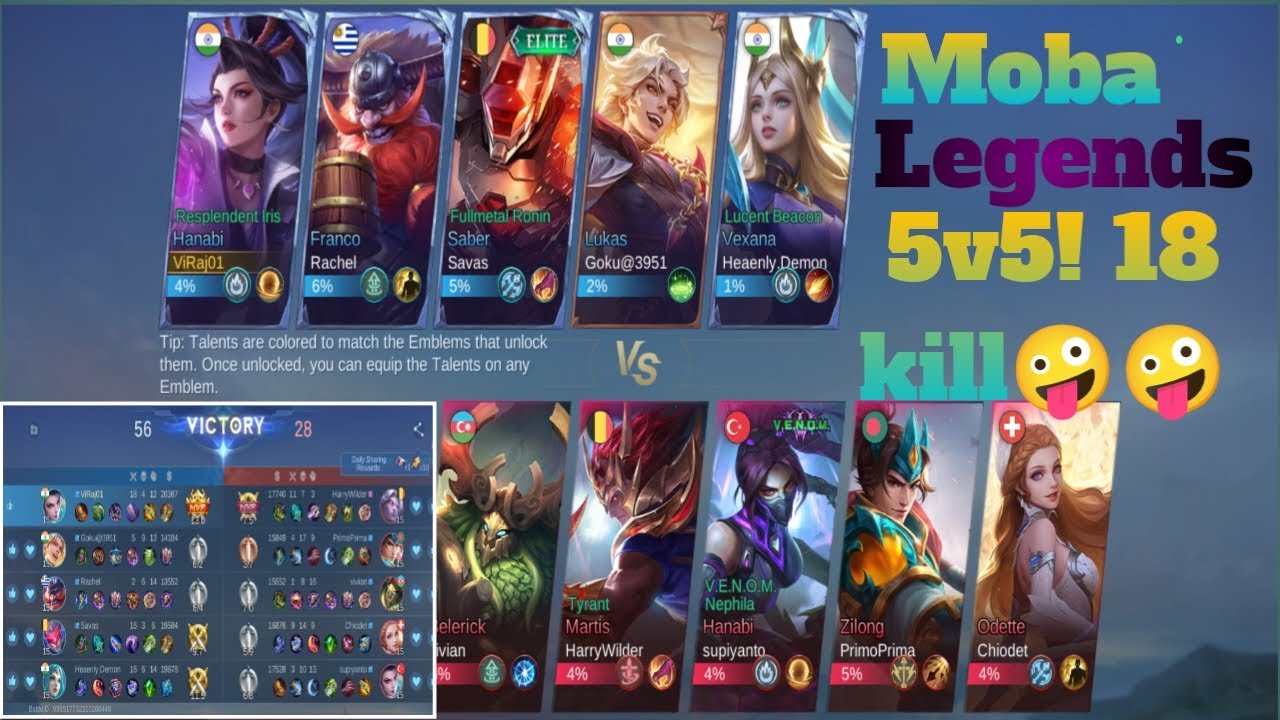 18 KILL Hanabi ! Moba Legends: 5v5! ! Bast games like mobile legends ...
