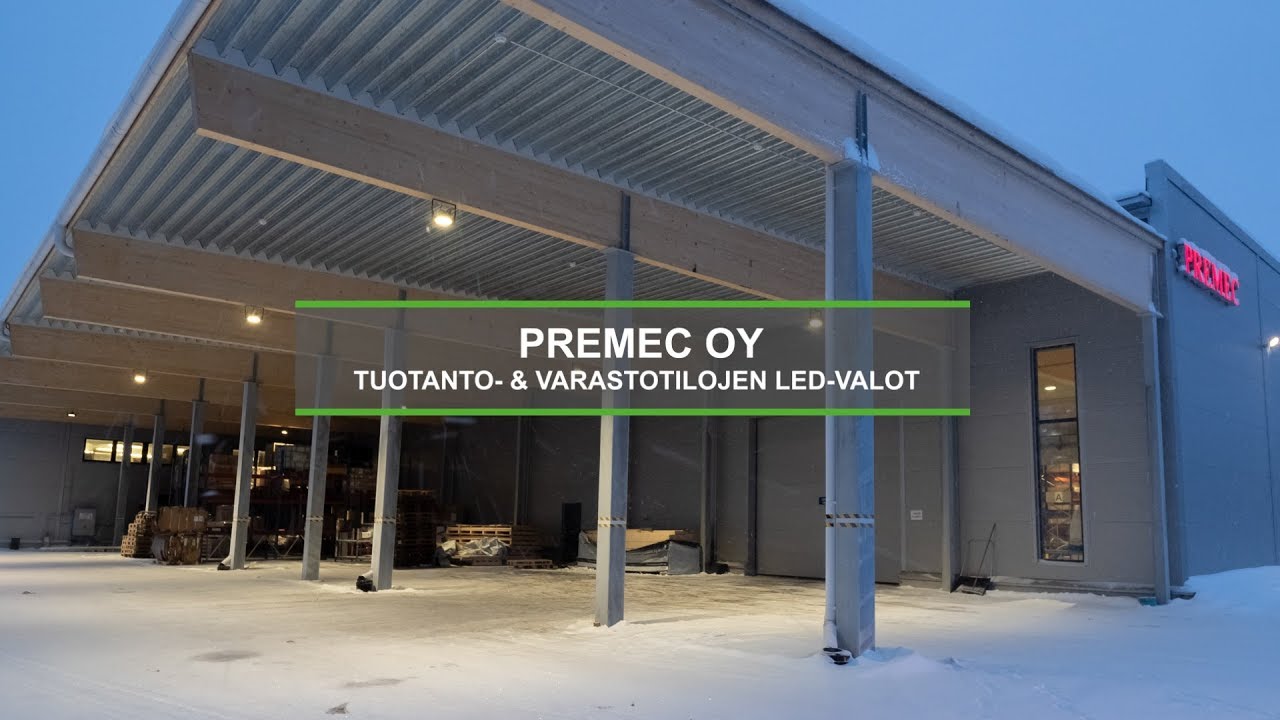 Premec Oy:n tilojen valaistus ledeillä - YouTube