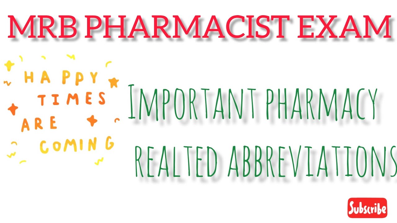 MRB PHARMACIST EXAM/ pharmacy related abbreviations / # pharmacist ...