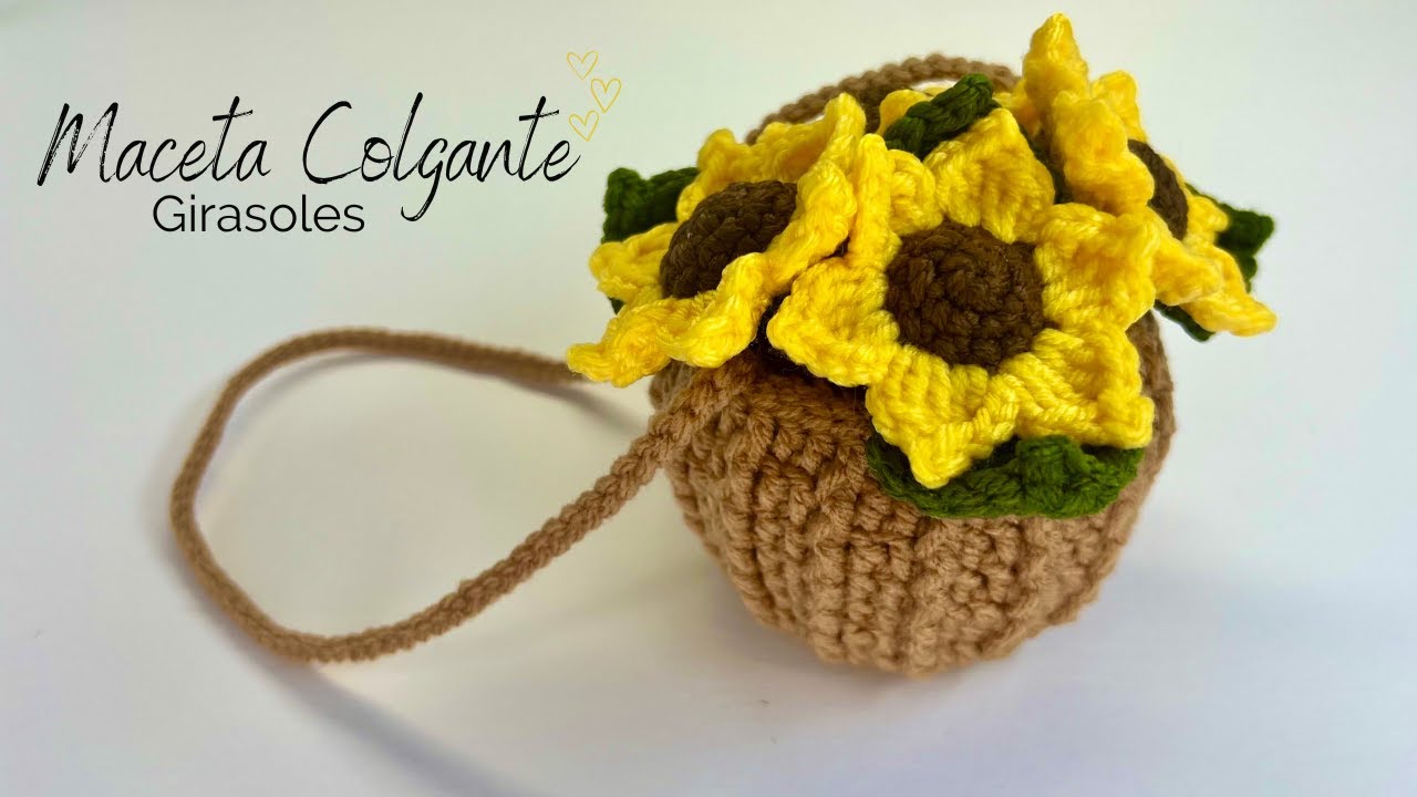Maceta Colgante Tejida A Crochet | Girasoles💜Mayelin Ros - YouTube