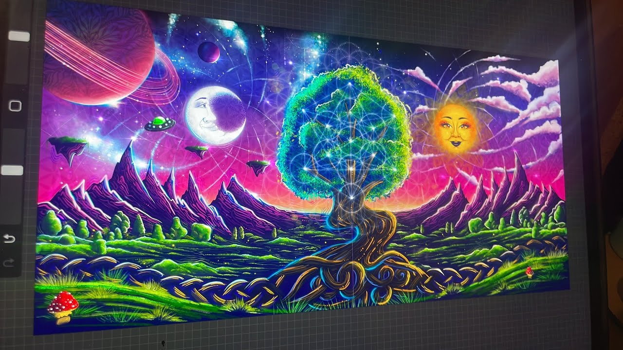 Psyart Digital Painting Timelapse UV, Blacklight Tapestry Backdrop ...