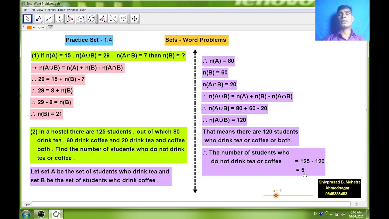 9th-Sets - Word Problems - YouTube