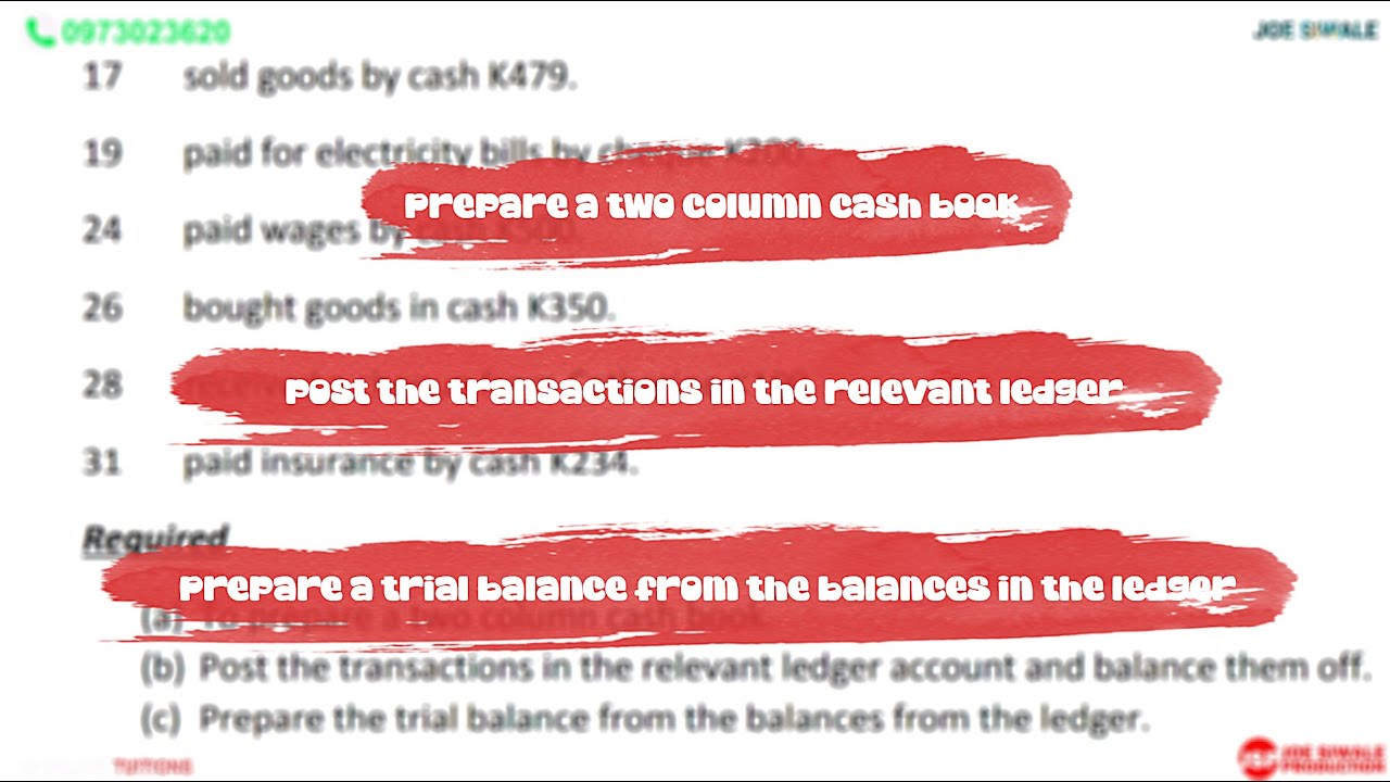 Cash Book, Ledgers, & Trial Balance Made Easy - YouTube