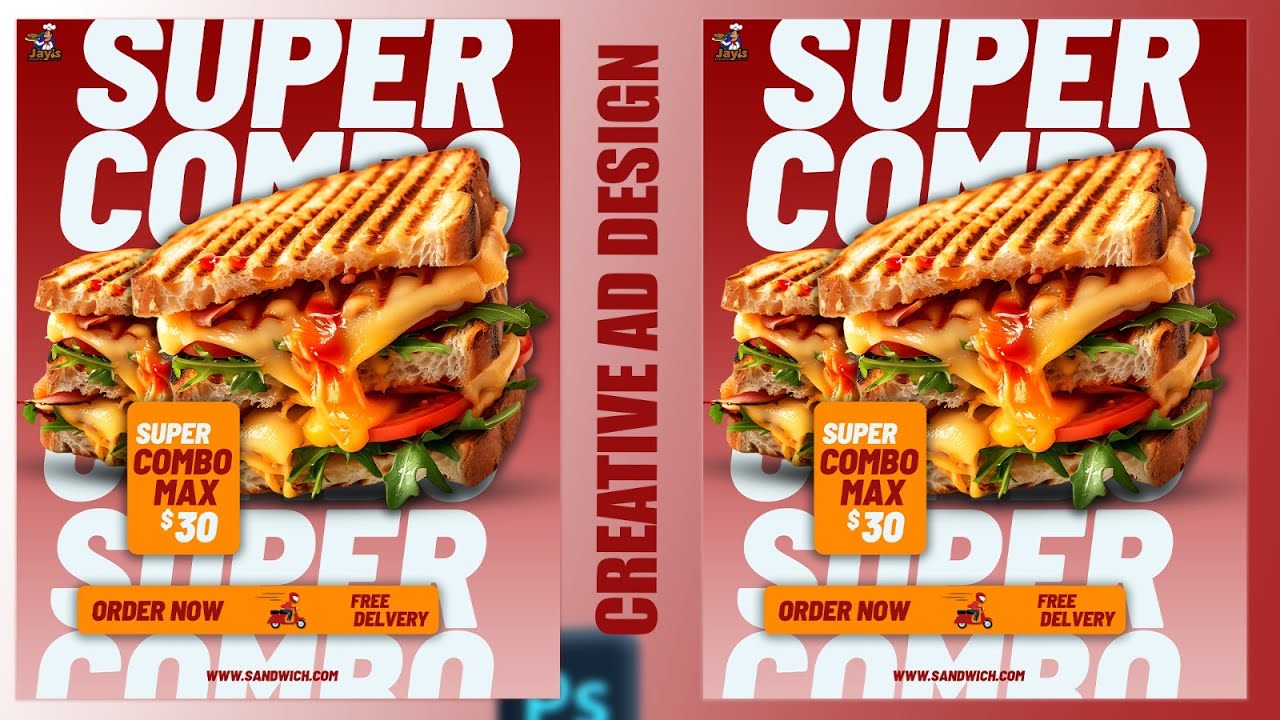 Super Combo Sandwich Poster Design Tutorial | Photoshop Ad Banner ...