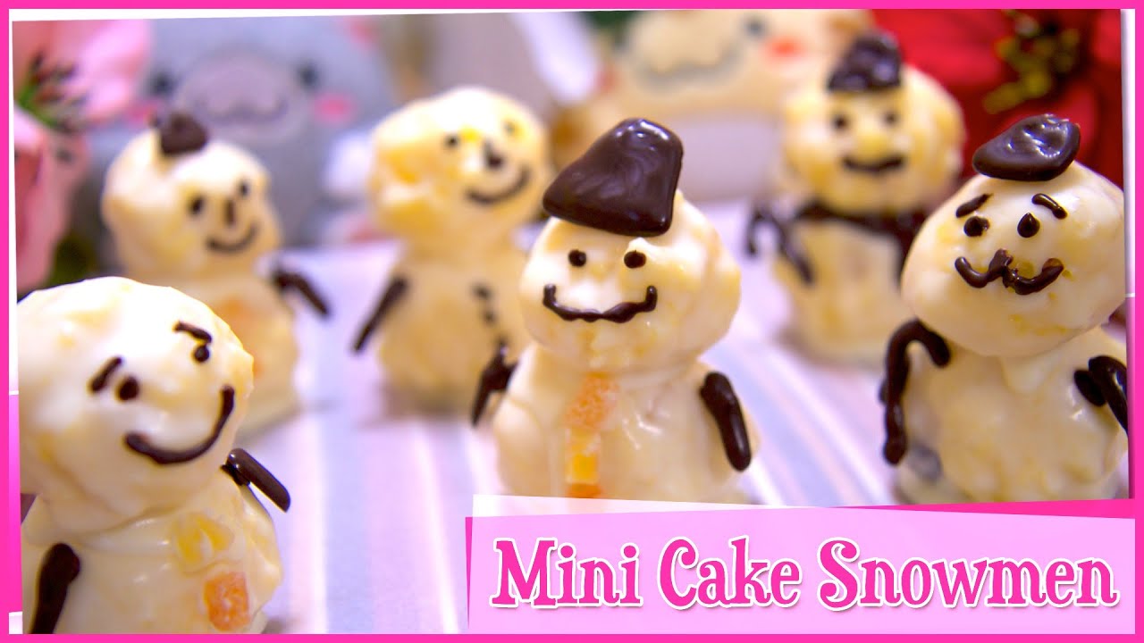 White Chocolate Cake Snowmen ~ 雪だるまケーキ - YouTube