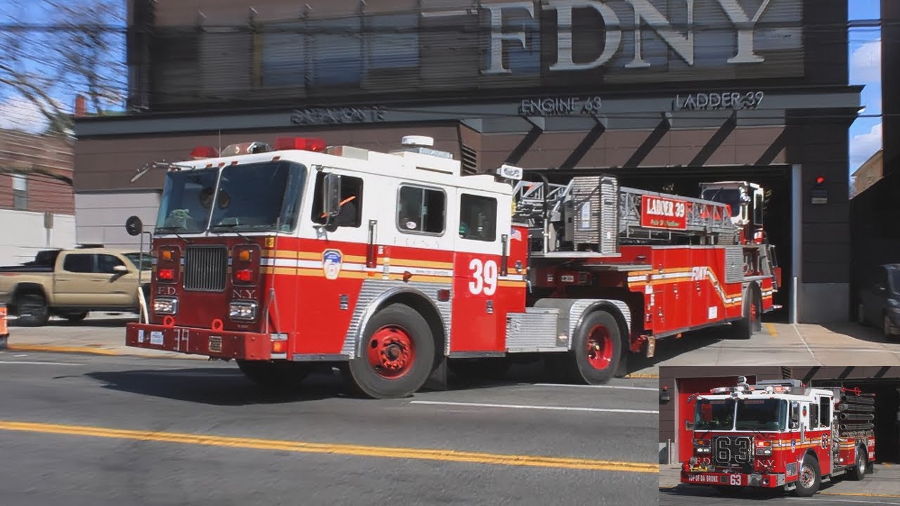**2002 SPARE + PA300!** FDNY Engine 63 & Tiller Ladder 39 Respond to a ...