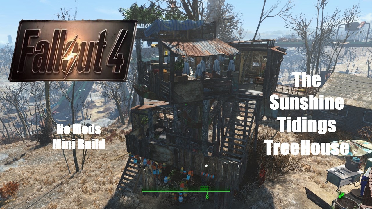 Fallout 4 No Mods Mini Build - The Sunshine TreeHouse - YouTube
