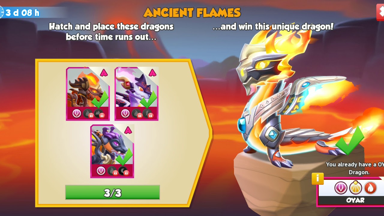 Anicient flame (Oyar Dragon) collecting from quest Dragon mania legends ...