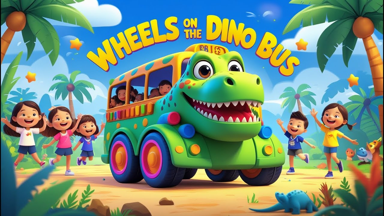 The Wheels on the Bus | Dinosaur Version | Dino Bus Song | Kids Songs ...