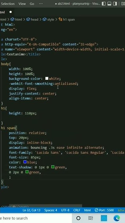 Text Bouncing Animation Using Html And Css Shorts Short Youtube