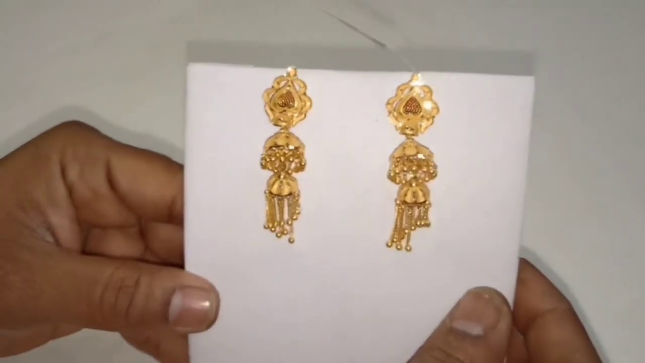 Gold 22k/916 hallmark jhumki designs - YouTube