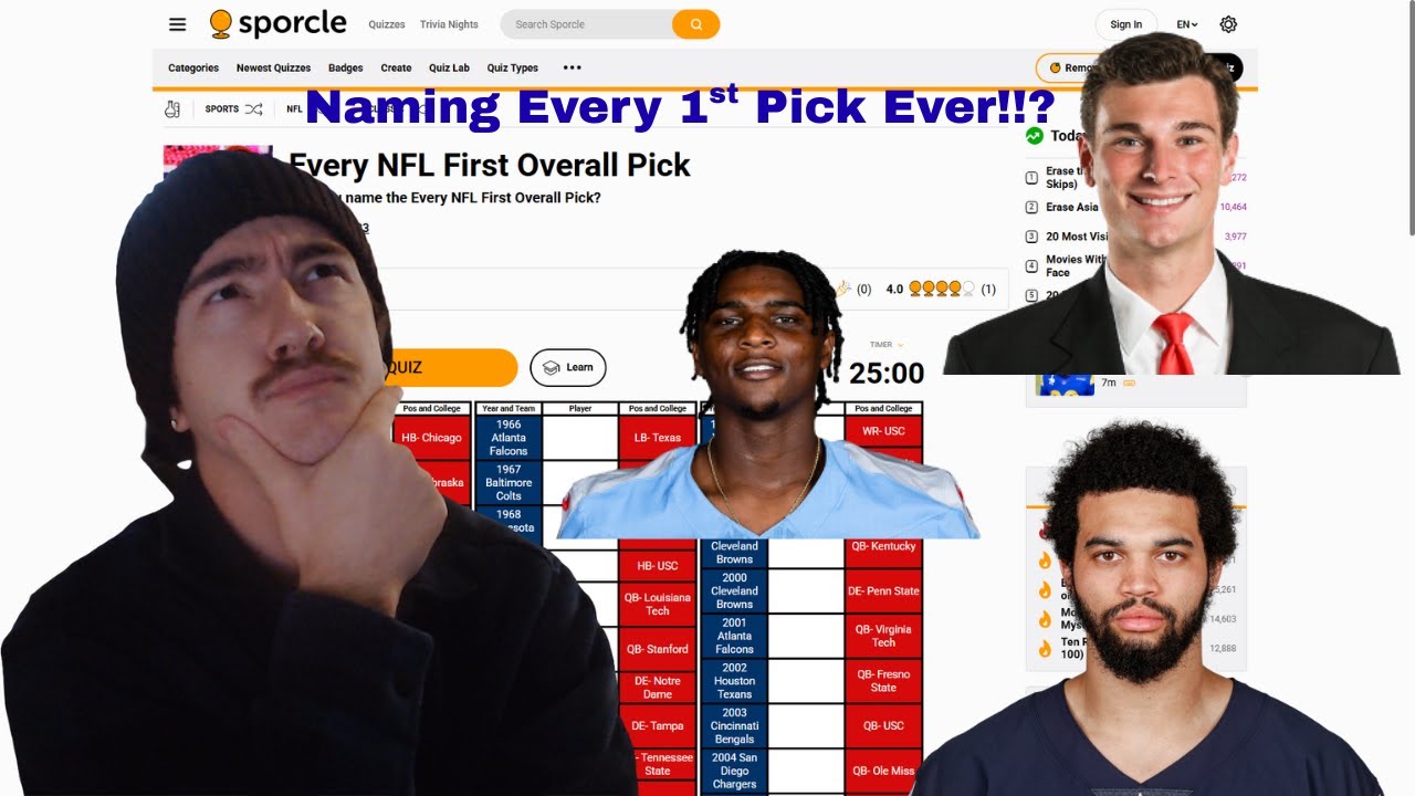Can I Name EVERY NFL First Overall Draft Pick EVER!! - YouTube