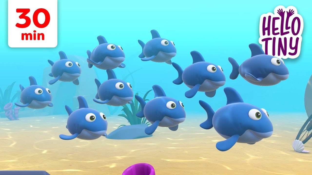 Ten Little Sharks and More! | 30 Minutes | Hello Tiny - Kids Songs and ...