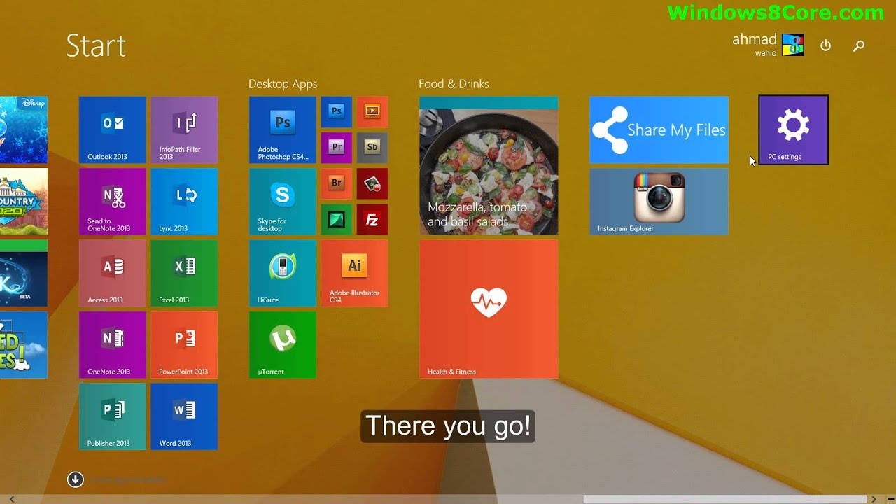 How to pin Modern-UI PC Settings to Start Screen in Windows 8.1 - YouTube