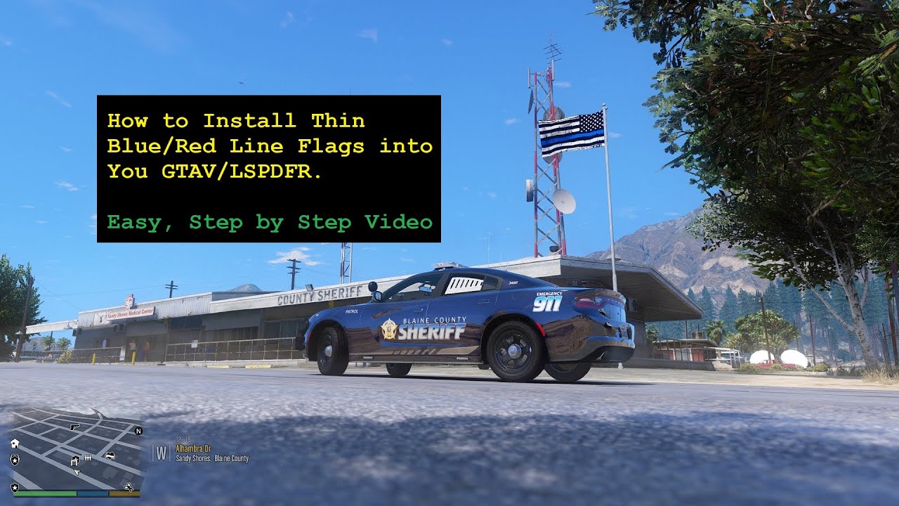 GTA V | LSPDFR | Tutorial | How to Add Thin Red/Blue Stripe Flags to ...