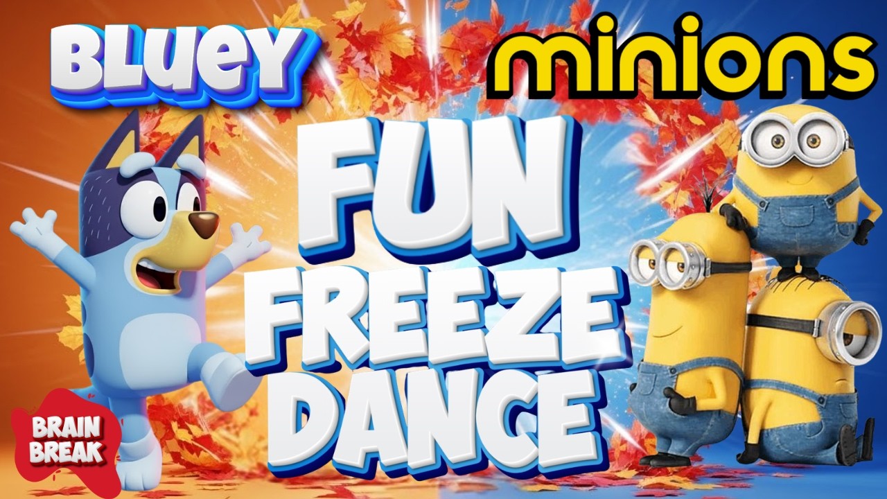 Bluey & Minions Fun Freeze Dance 🎉 | Kids Brain Break for PE & Indoor ...
