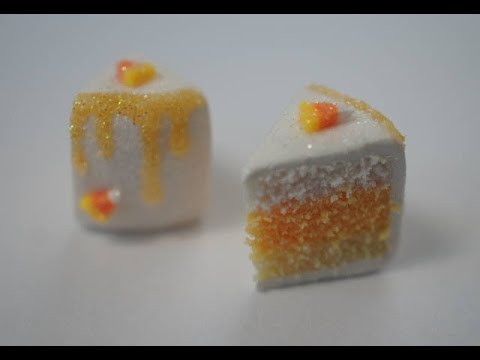Halloween Candy Corn Cake Tutorial, Miniature Polymer Clay Food - YouTube
