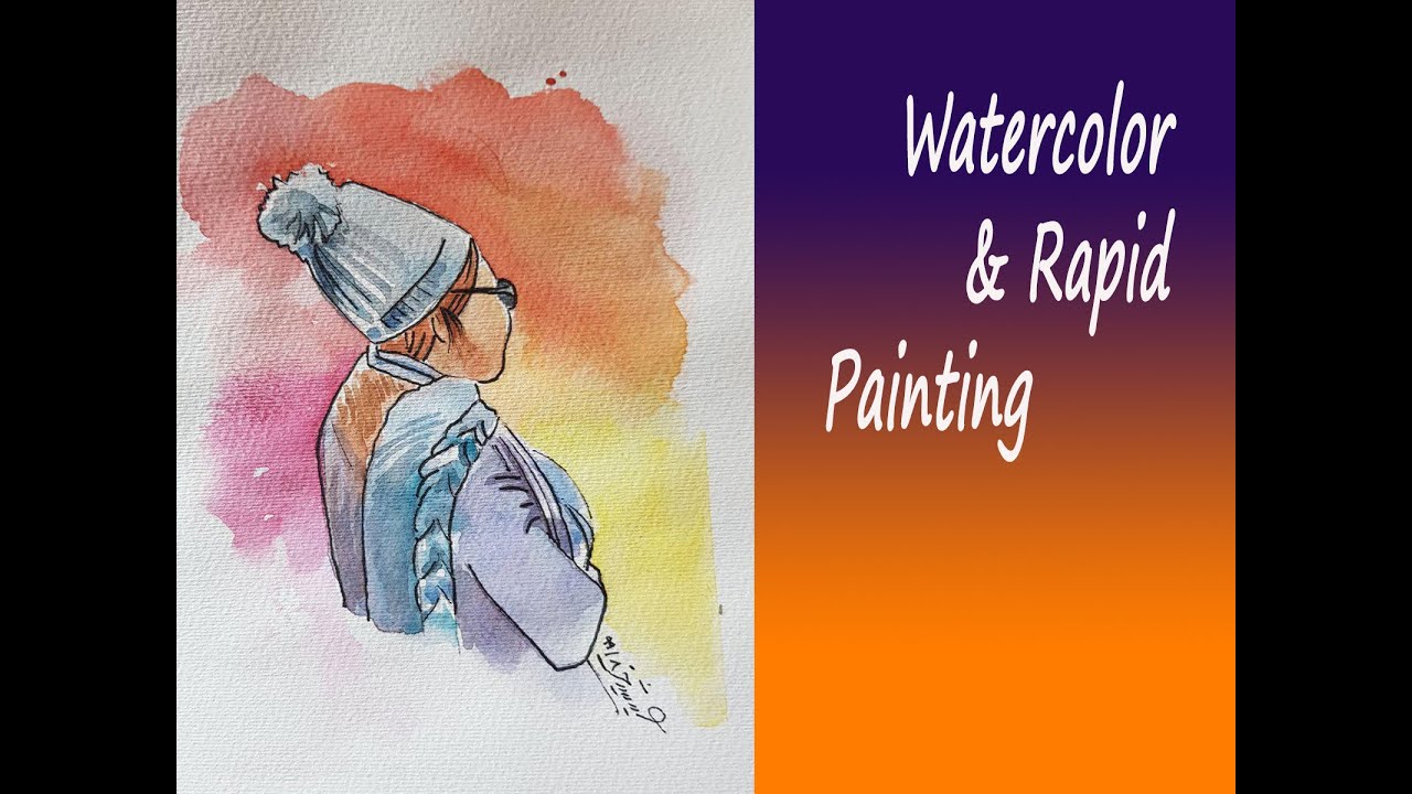 watercolor & rapid painting طراحی به همراه آبرنگ و راپید - YouTube