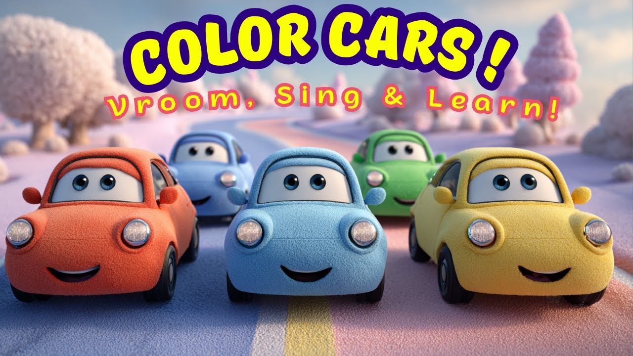 🚗 Color Cars Song! Learn colors with red, blue, green, and yellow cars ...