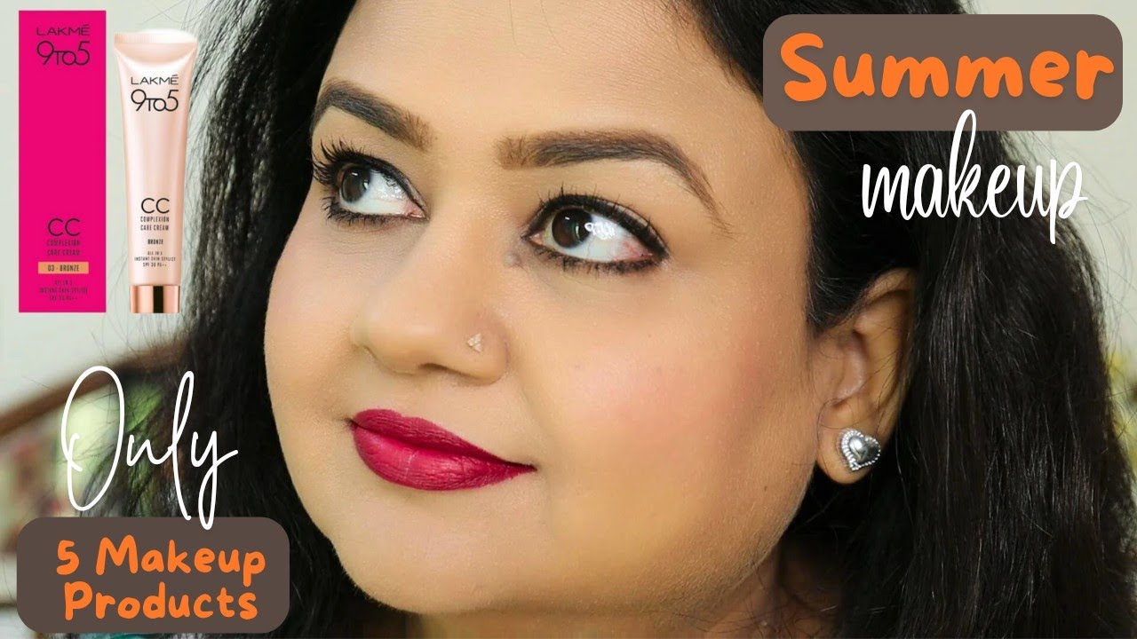 Everyday Makeup Using ONLY 5 Products !! Makeup using Lakme CC cream se ...